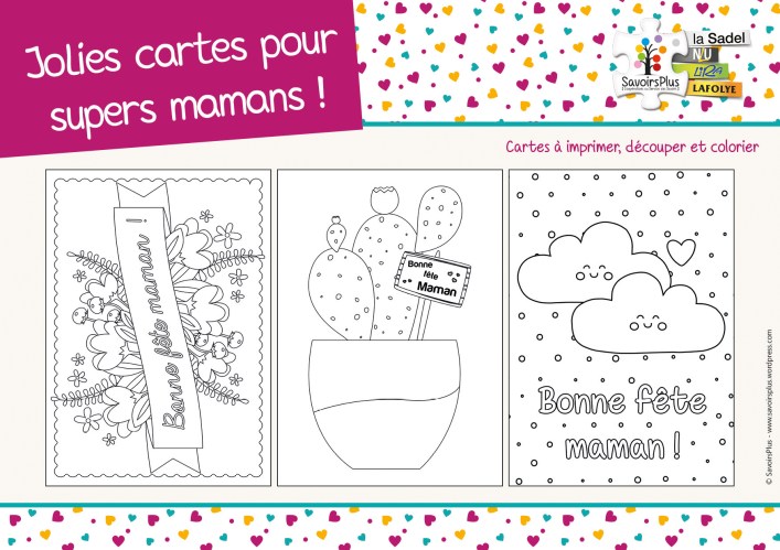 Téléchargement – Cartes à colorier Fête des Mères – Le blog SavoirsPlus