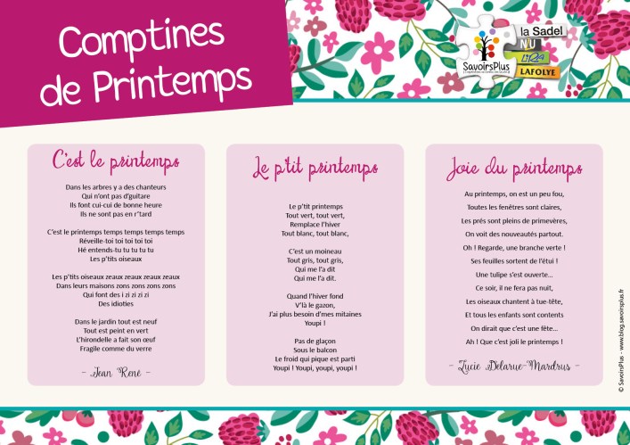 Téléchargement – Comptines de Printemps – Le blog SavoirsPlus