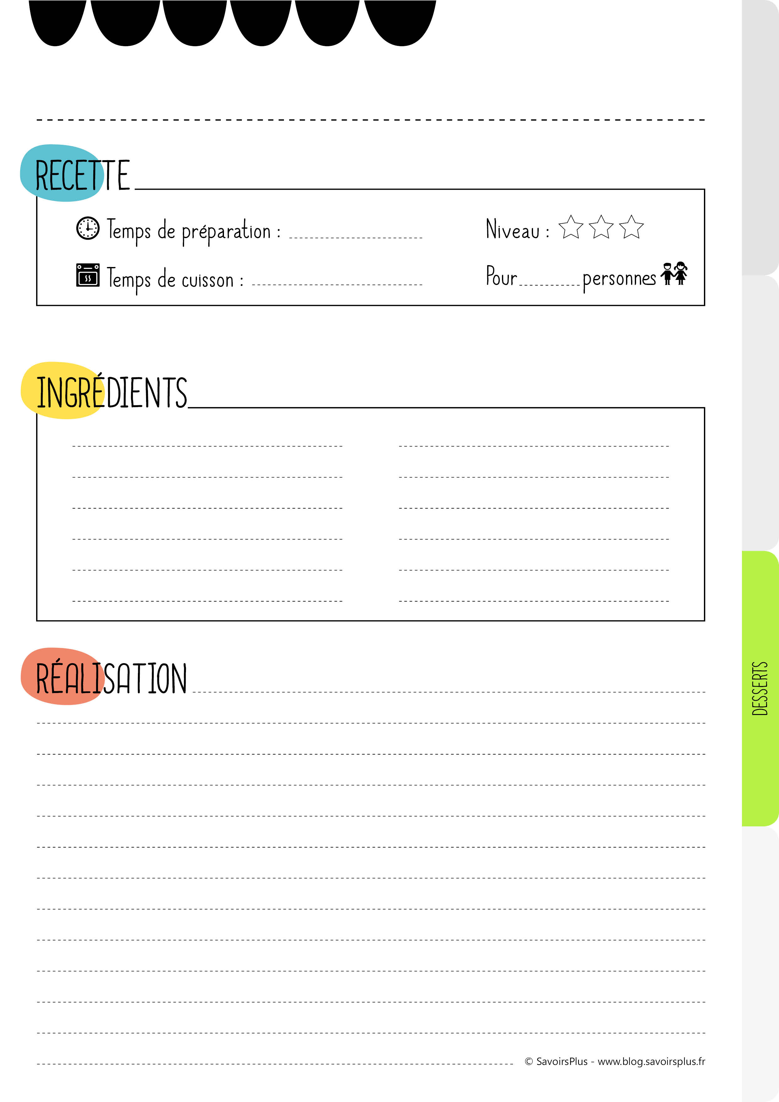 Téléchargement – Carnet de recettes – Le blog SavoirsPlus