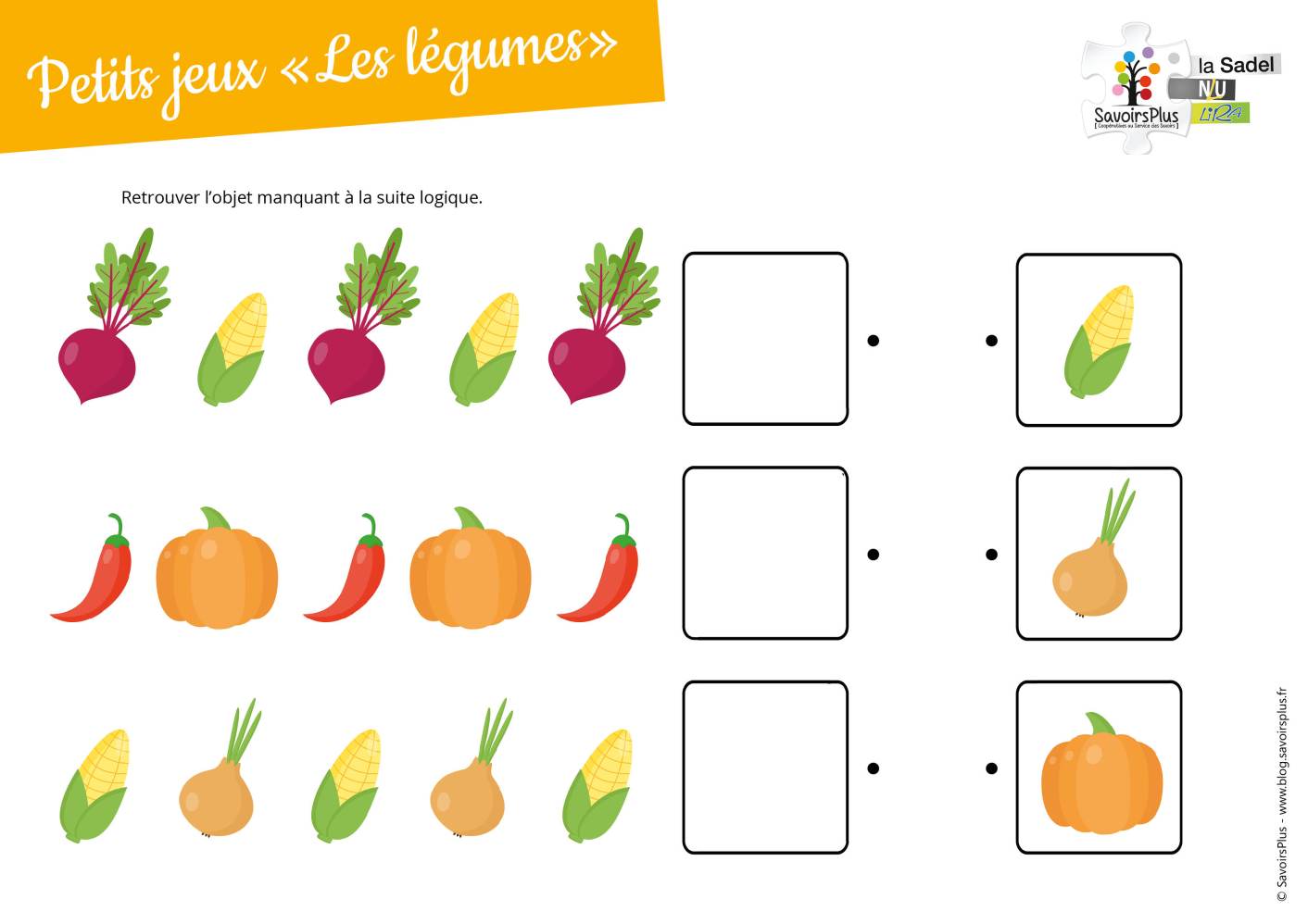 Téléchargement – Petits jeux « Les légumes » – Le blog SavoirsPlus