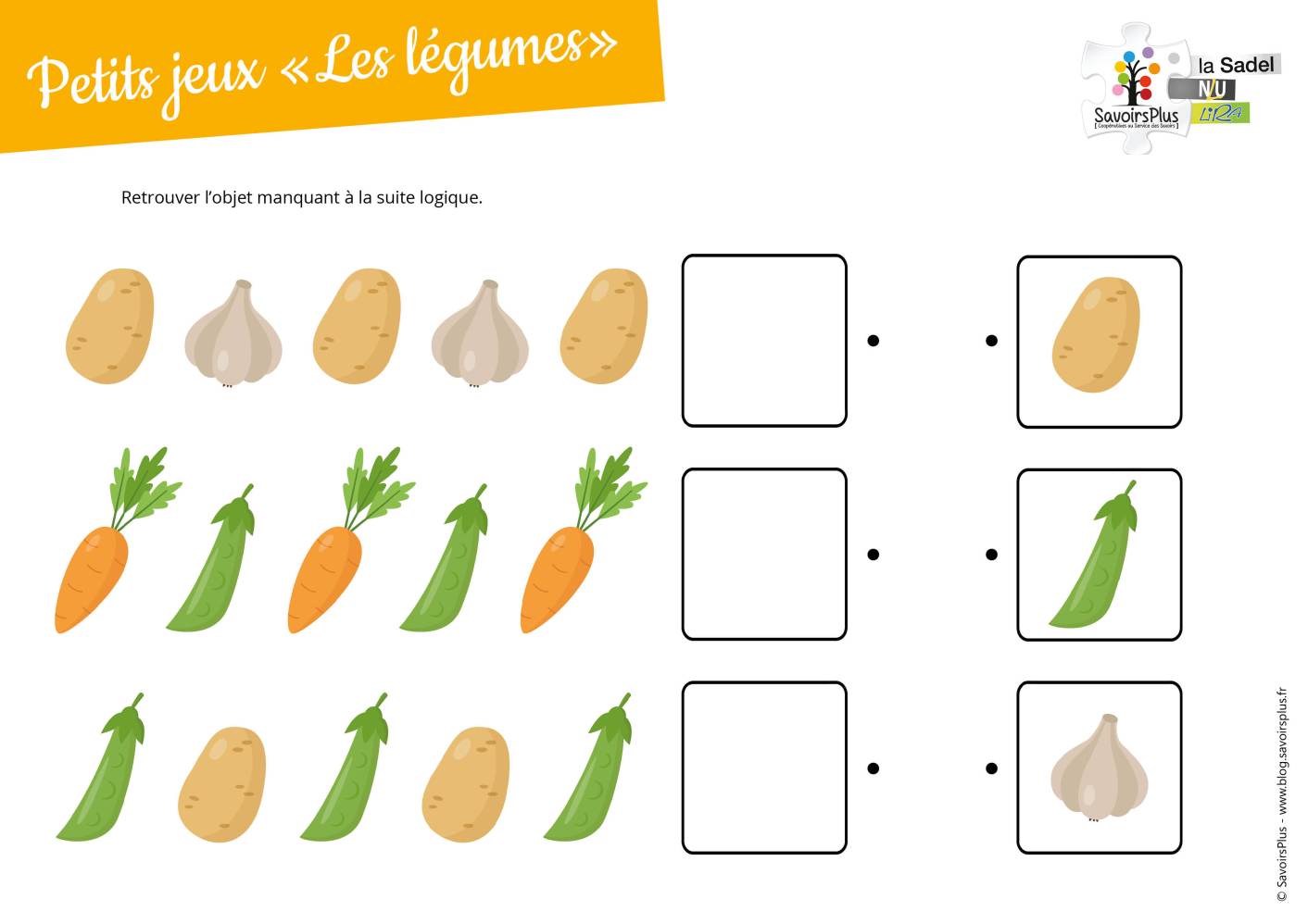 Téléchargement – Petits jeux « Les légumes » – Le blog SavoirsPlus