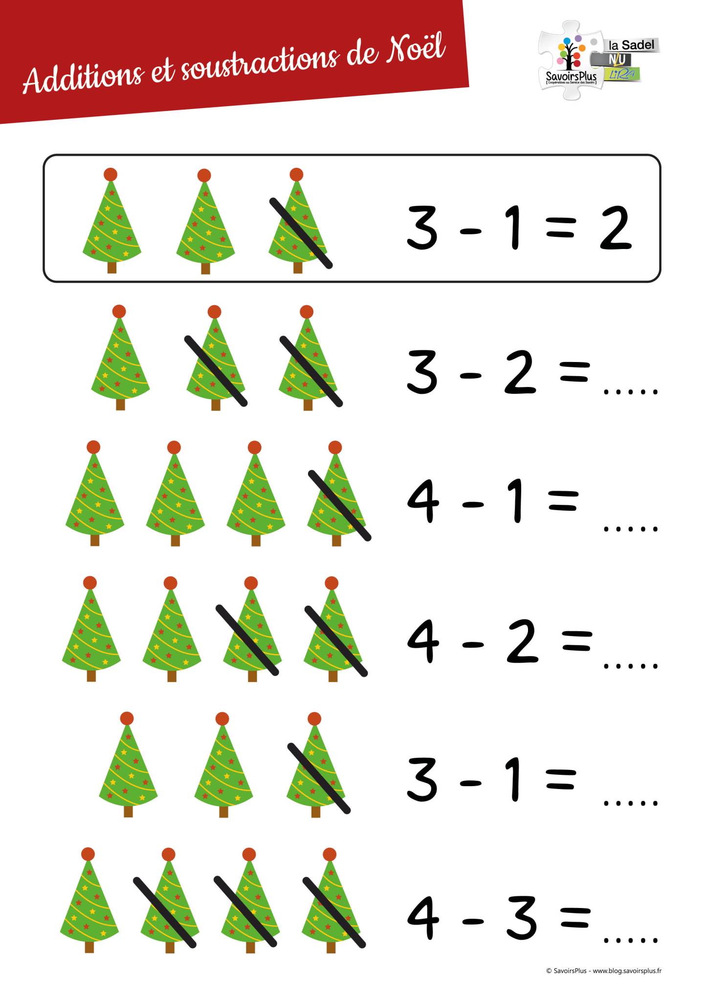 Téléchargement – Additions et soustractions de Noël – Le blog SavoirsPlus