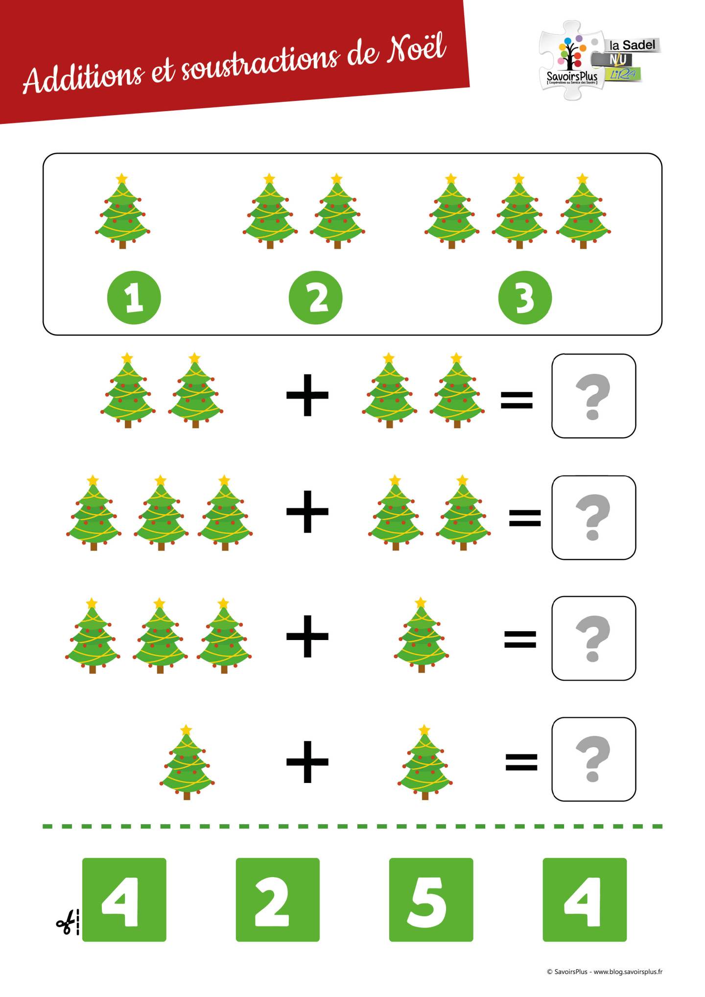 Téléchargement – Additions et soustractions de Noël – Le blog SavoirsPlus