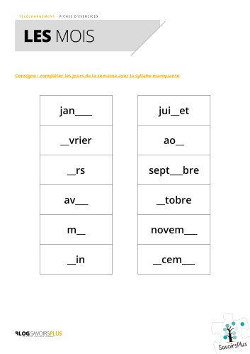 LES DOCS – Les mois : Les fiches d’exercices – Le blog SavoirsPlus