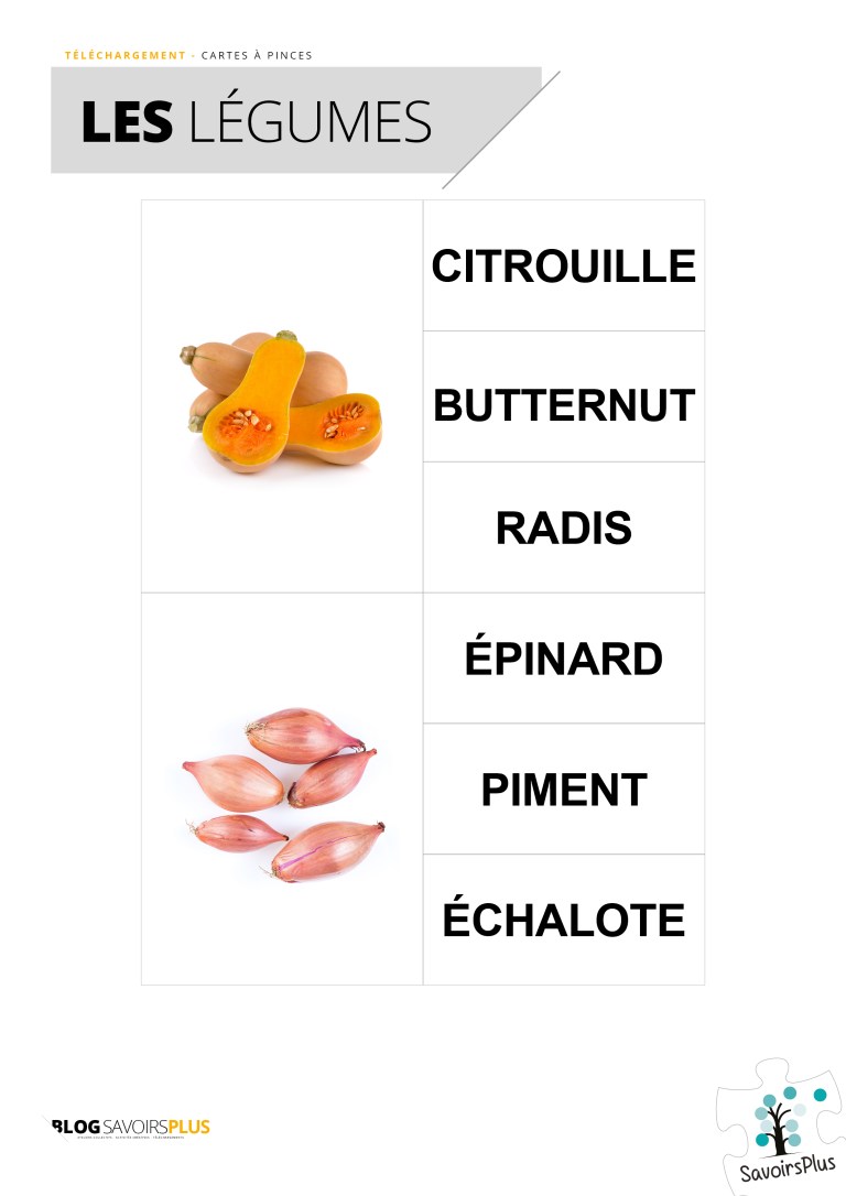 LES DOCS – Les légumes : Cartes à pinces – Le blog SavoirsPlus